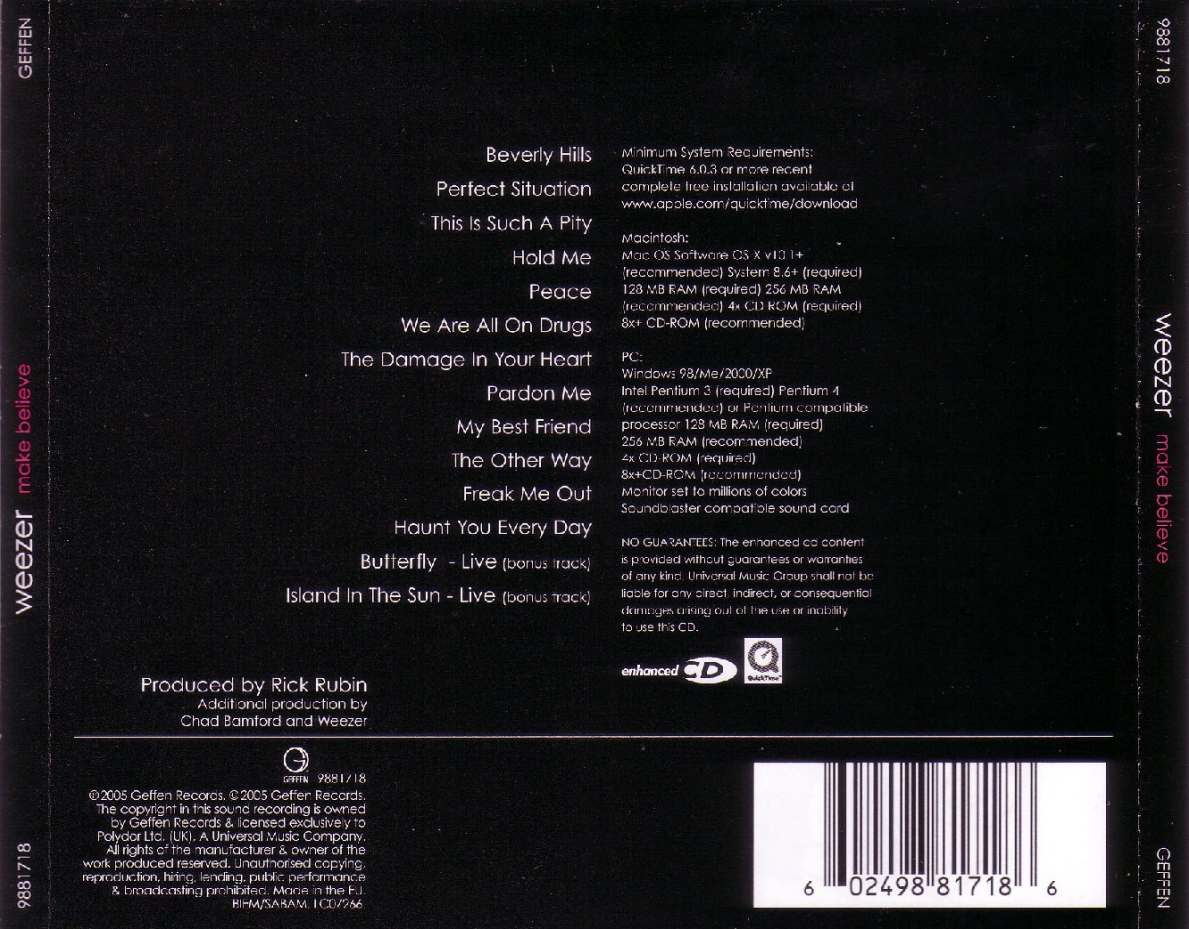 Weezer Make Believe : Back | CD Covers | Cover Century | Over 1.000.000 ...